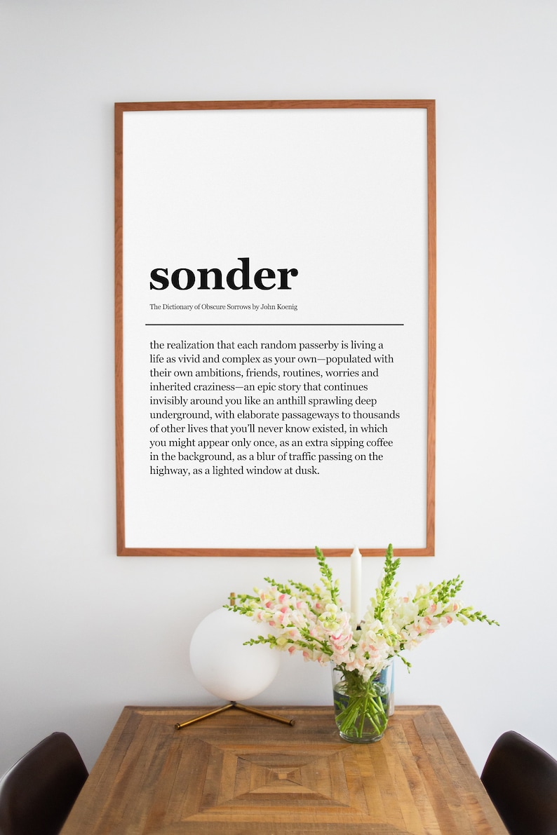 Sonder John Koenig, Definition Print, Inspirational Wall Art, Self-love ...