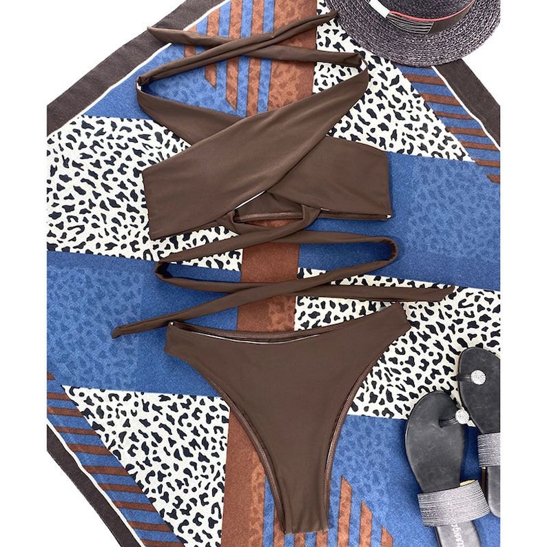 Sexy Floss Bikini Halter Top High Rise Bikini Criss Cross - Etsy