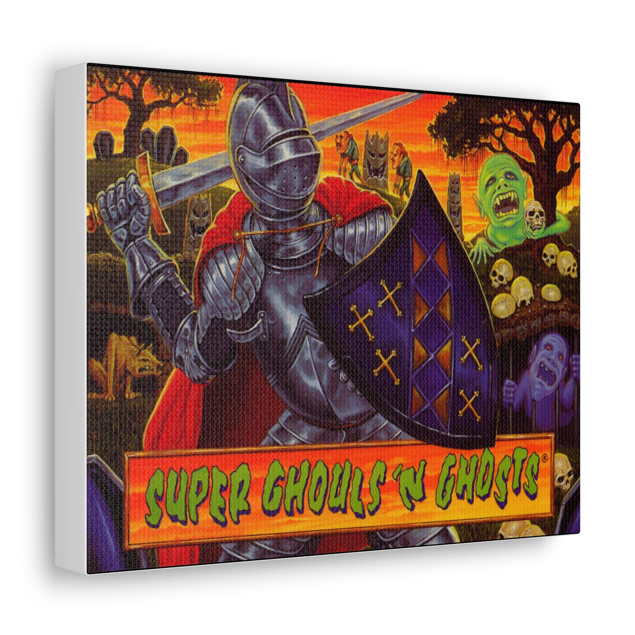 Super Ghouls N Ghosts SNES Box Cover Art Retro Style Wall Art Canvas ...