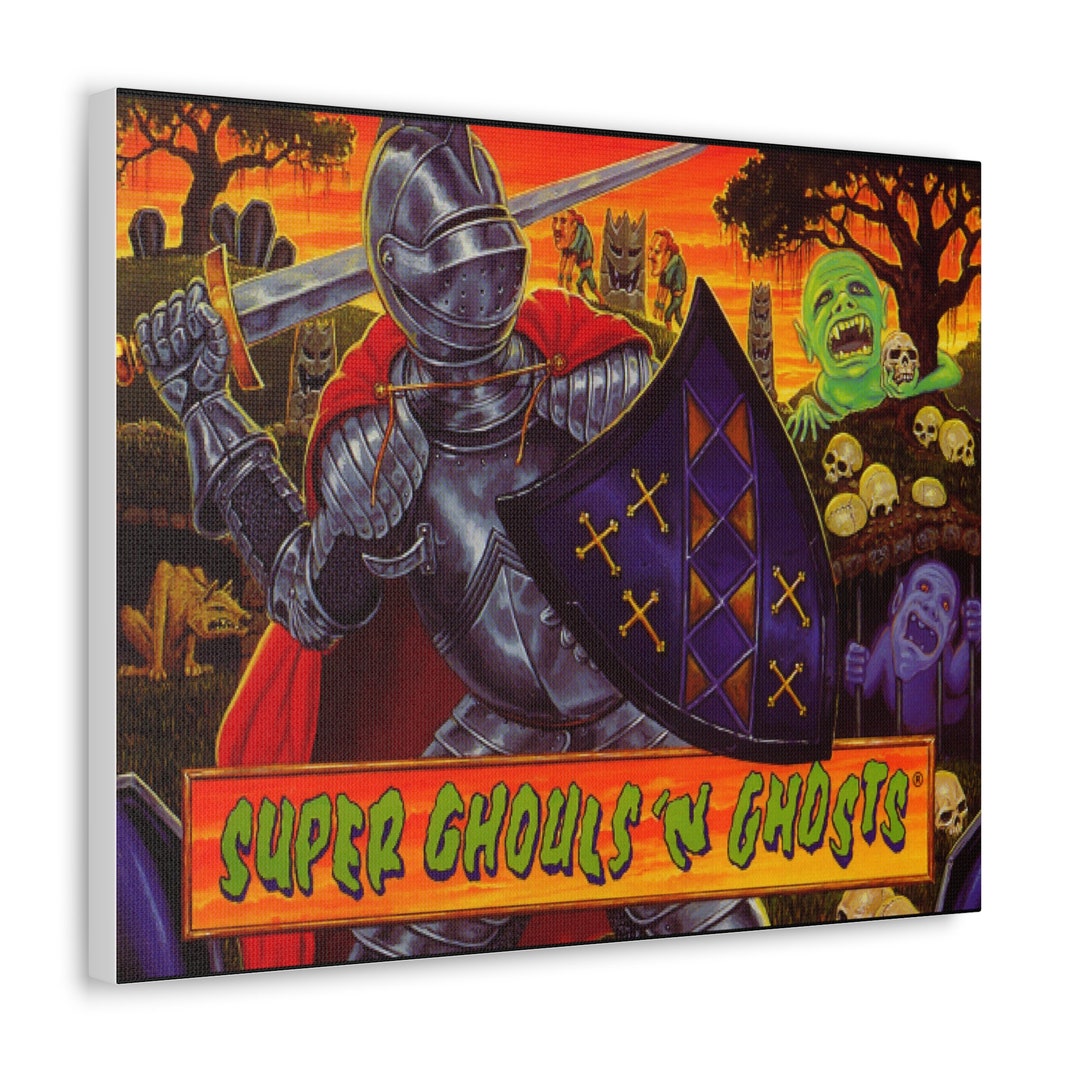 Super Ghouls N Ghosts SNES Box Cover Art Retro Style Wall Art Canvas ...