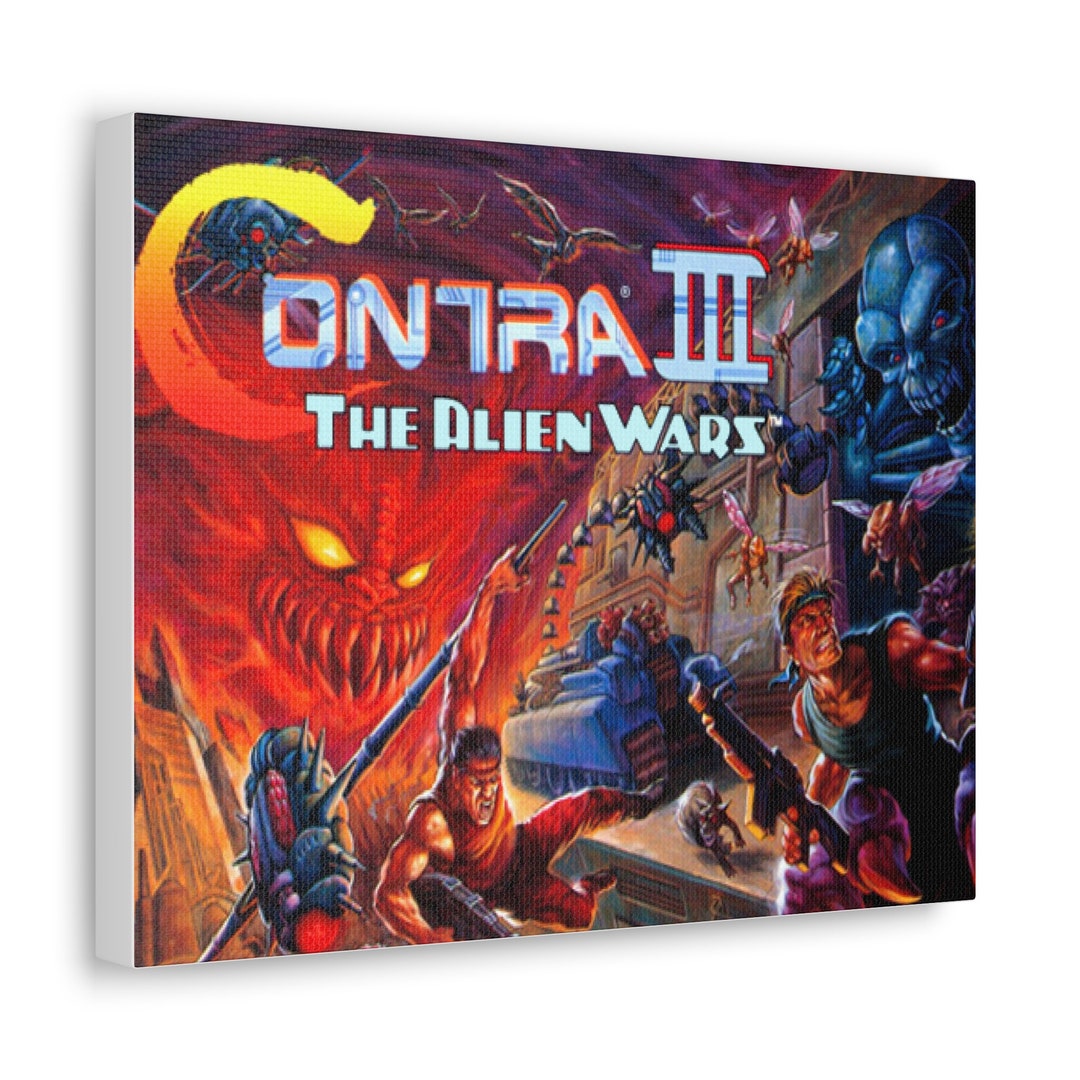 Contra 3 the Alien Wars SNES Retro Style Cover Art Video Game Wall Art ...