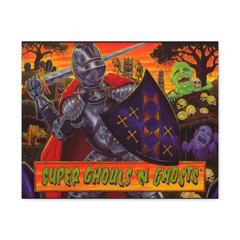 Super Ghouls N Ghosts SNES Box Cover Art Retro Style Wall Art Canvas ...