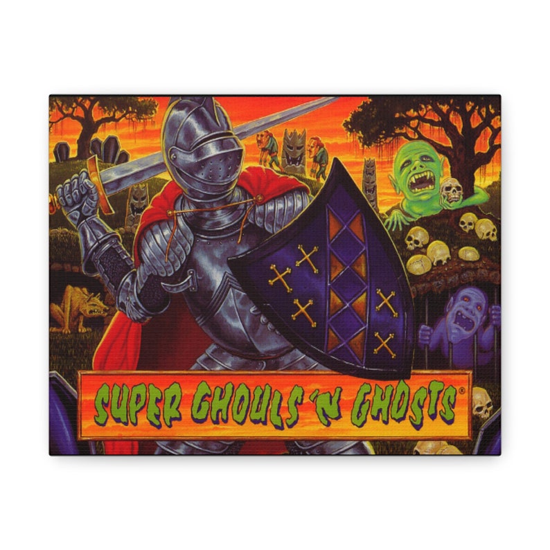 Super Ghouls N Ghosts SNES Box Cover Art Retro Style Wall Art Canvas ...