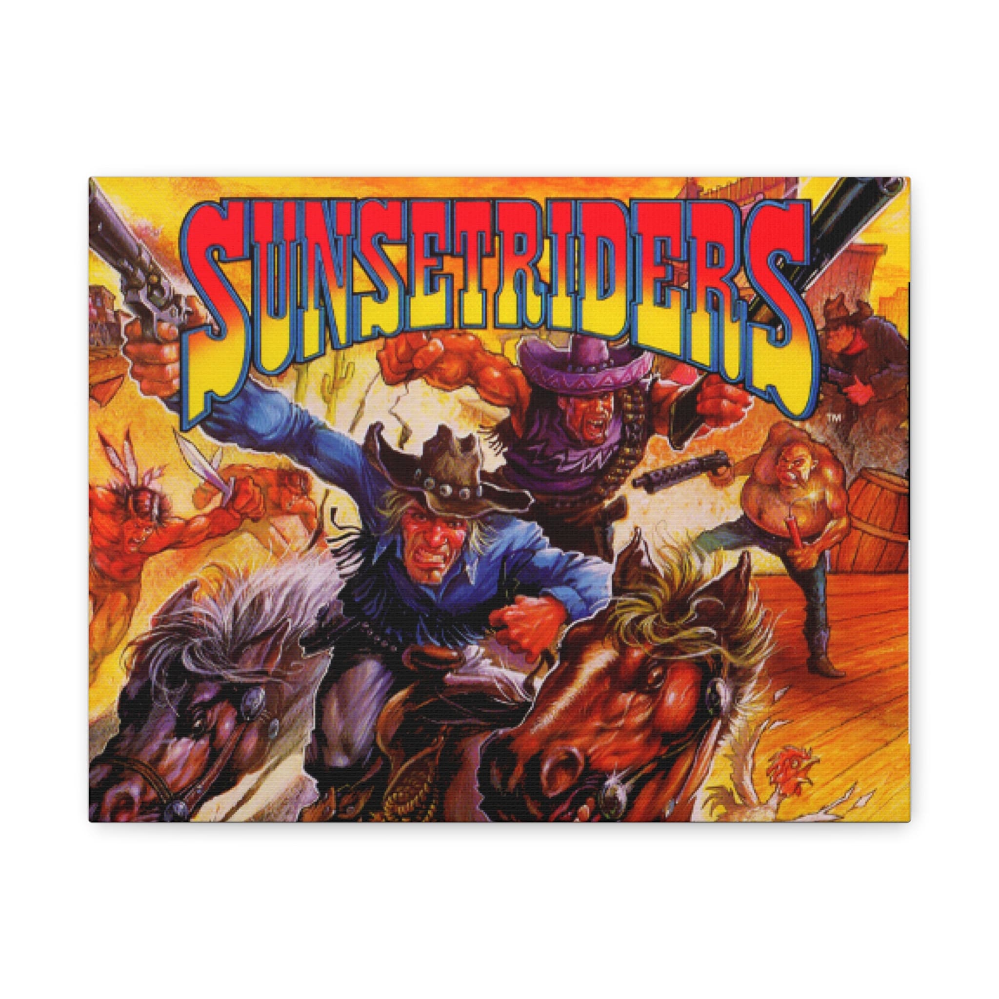Sunset Riders SNES Box Cover Art Retro Style Wall Art Canvas 3x Sizes ...