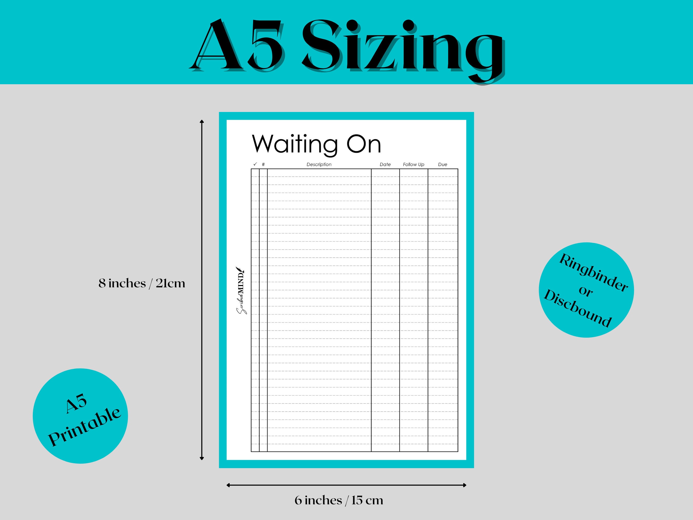A5 GTD Waiting on Printable Planner Insert PDF File - Etsy
