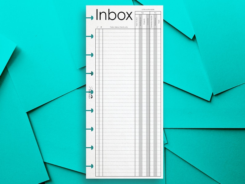 Skinny Happy Planner GTD Inbox Printable Planner Insert PDF File - Etsy