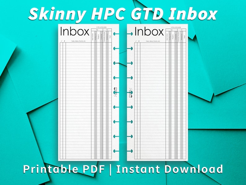 Skinny Happy Planner GTD Inbox Printable Planner Insert PDF File - Etsy