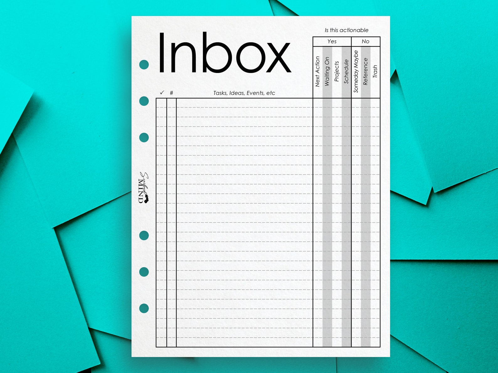 B6 PRINTABLE GTD Inbox Planner Insert PDF File - Etsy