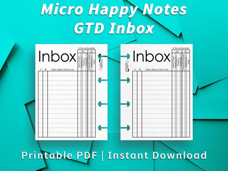 Micro Happy Notes GTD Inbox Printable Planner Insert PDF File - Etsy