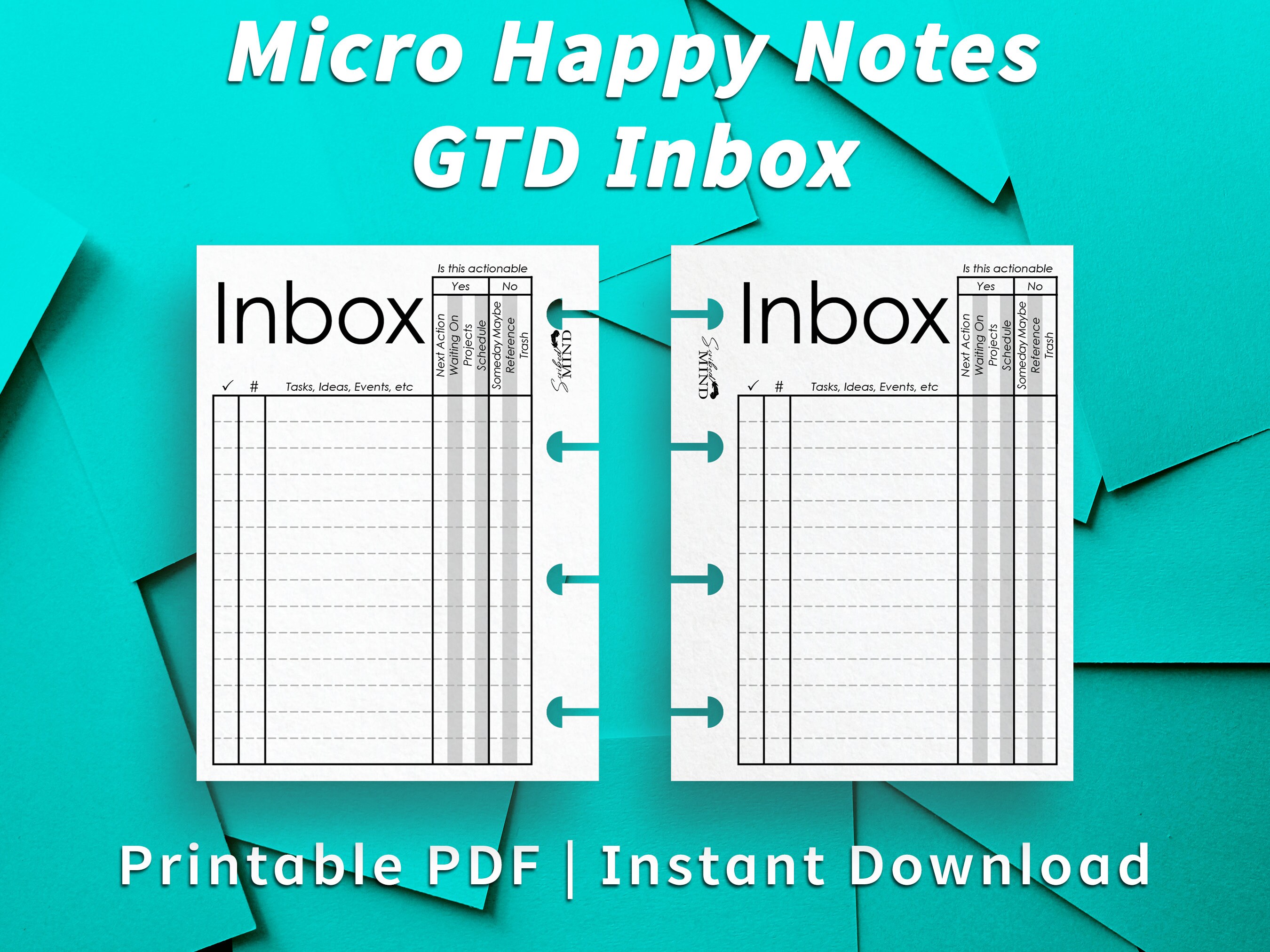 Micro Happy Notes GTD Inbox Printable Planner Insert PDF File - Etsy