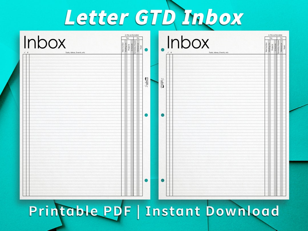 Letter GTD Inbox Printable Planner Insert PDF File - Etsy