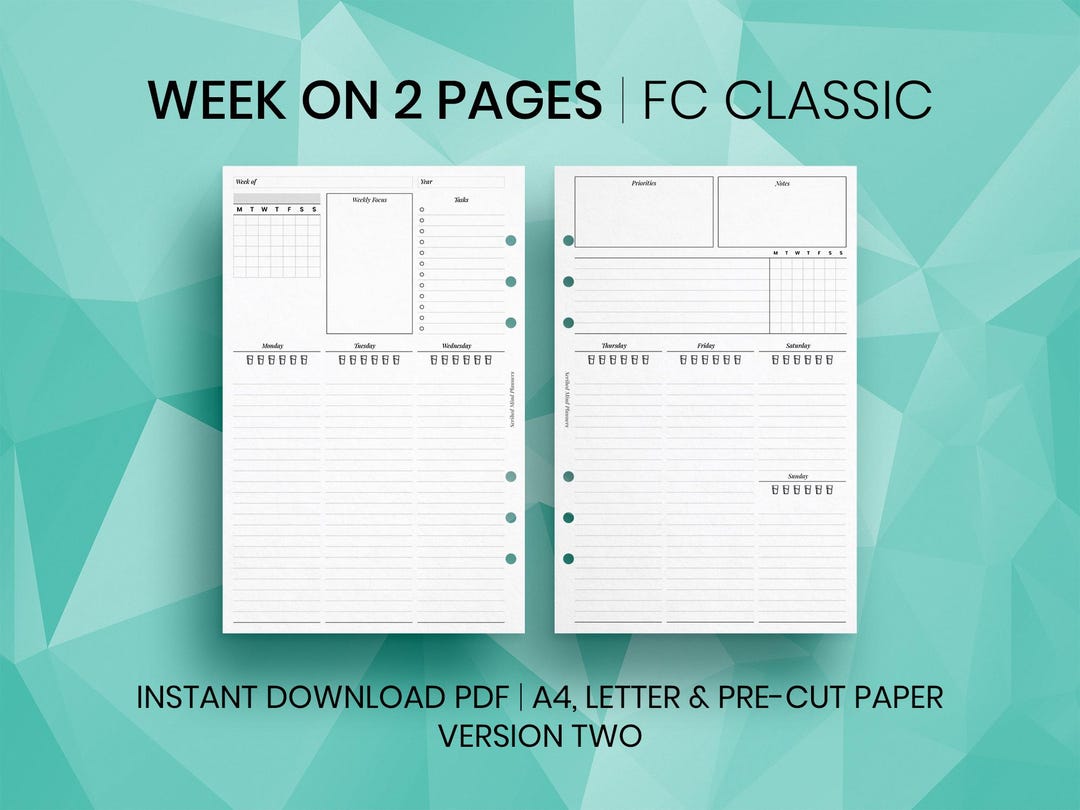 Franklin Covey Classic Planner Inserts | Week on Two Pages (digital ...
