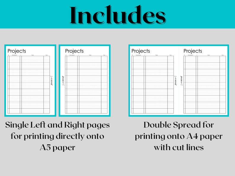 A5 9 Projects Printable Planner Insert PDF File - Etsy