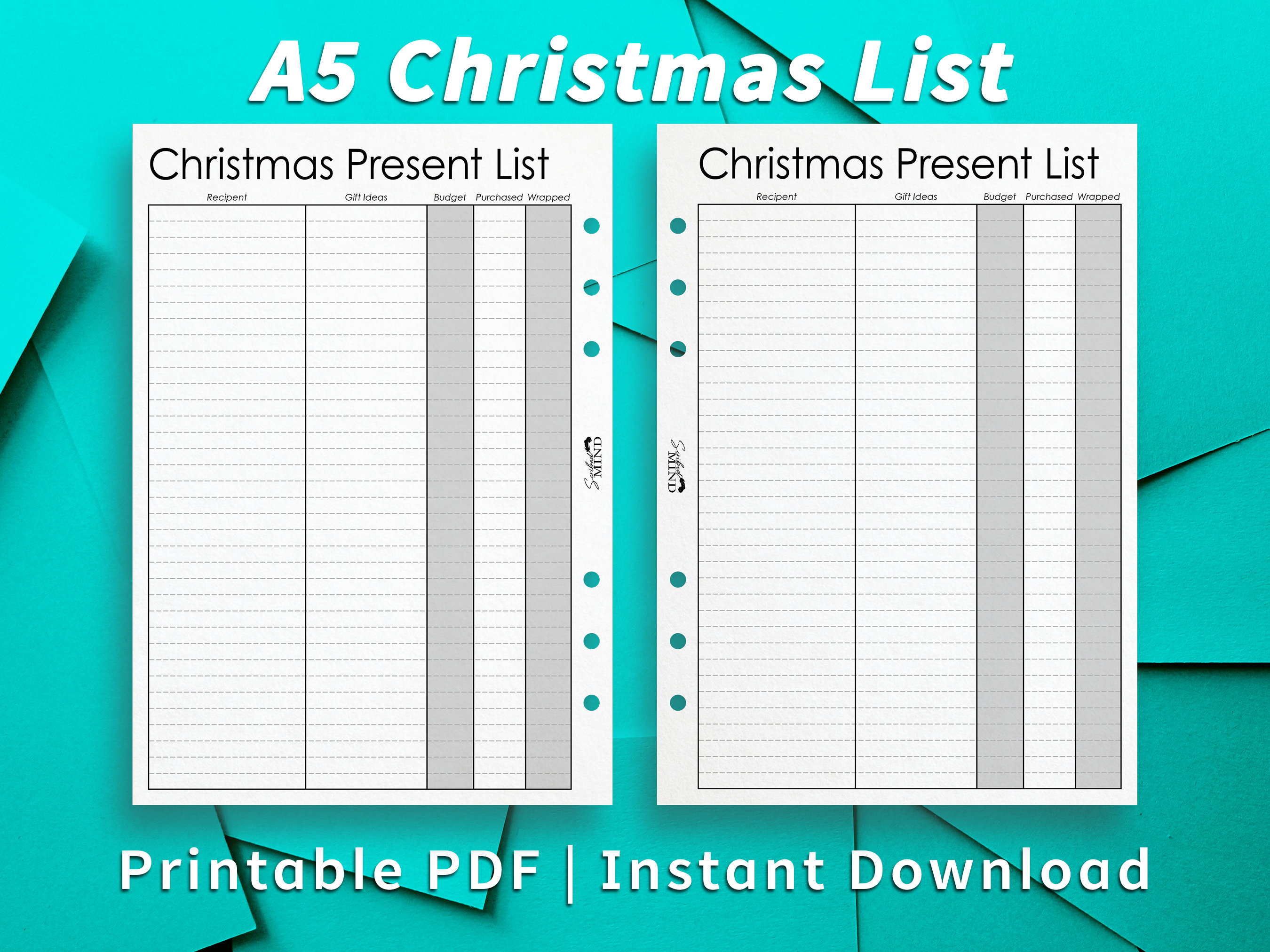 A5 Christmas Gift List Printable Planner Insert PDF File - Etsy
