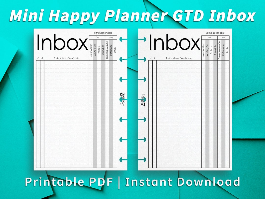 Mini Happy Planner GTD Inbox Printable Planner Insert PDF File - Etsy