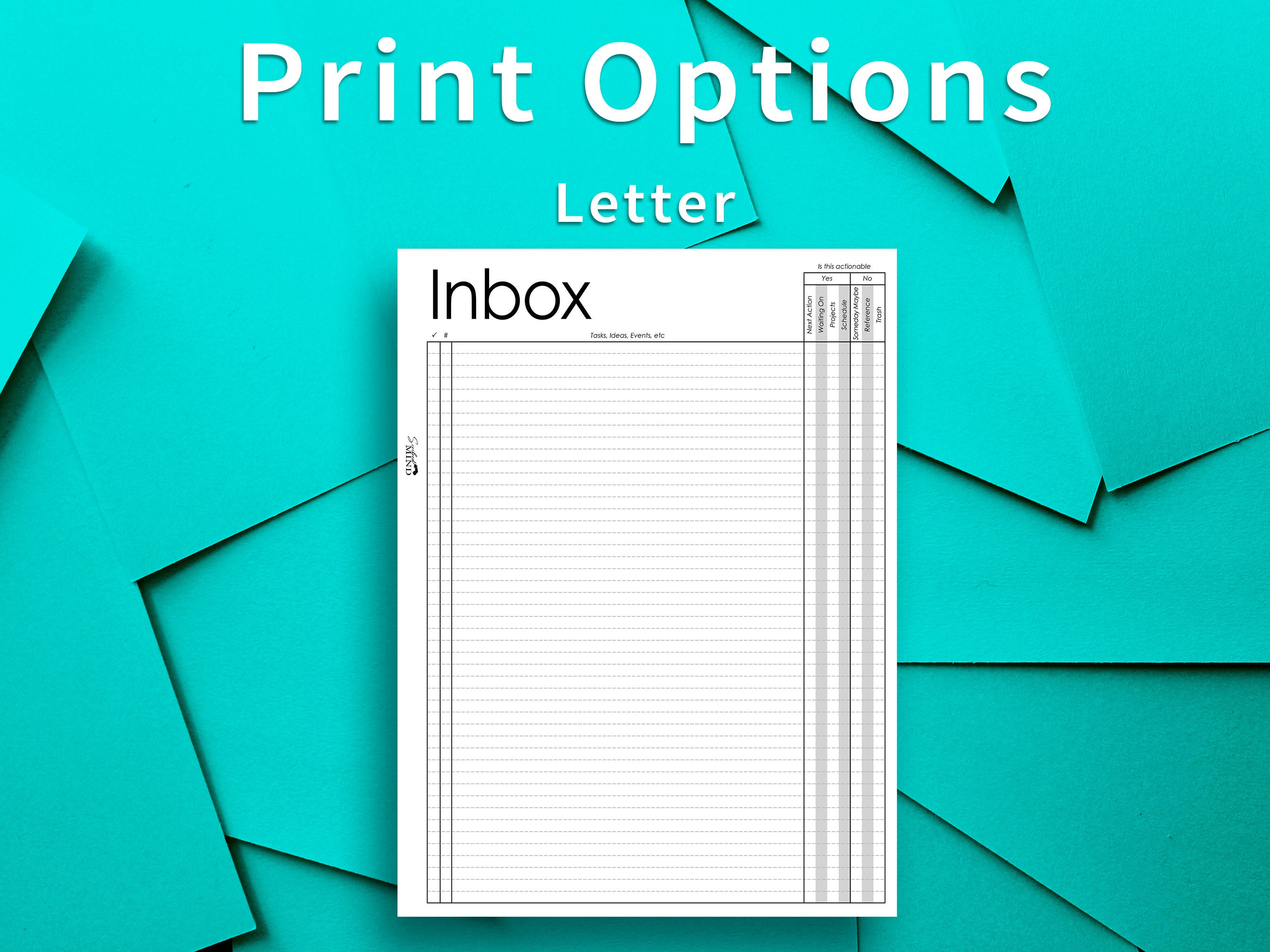 Letter GTD Inbox Printable Planner Insert PDF File - Etsy
