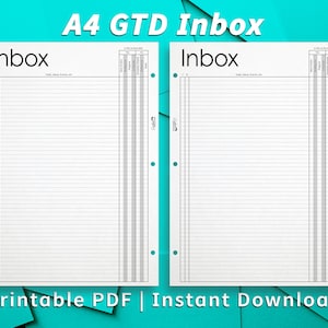 A4 GTD Inbox Printable Planner Insert PDF File - Etsy