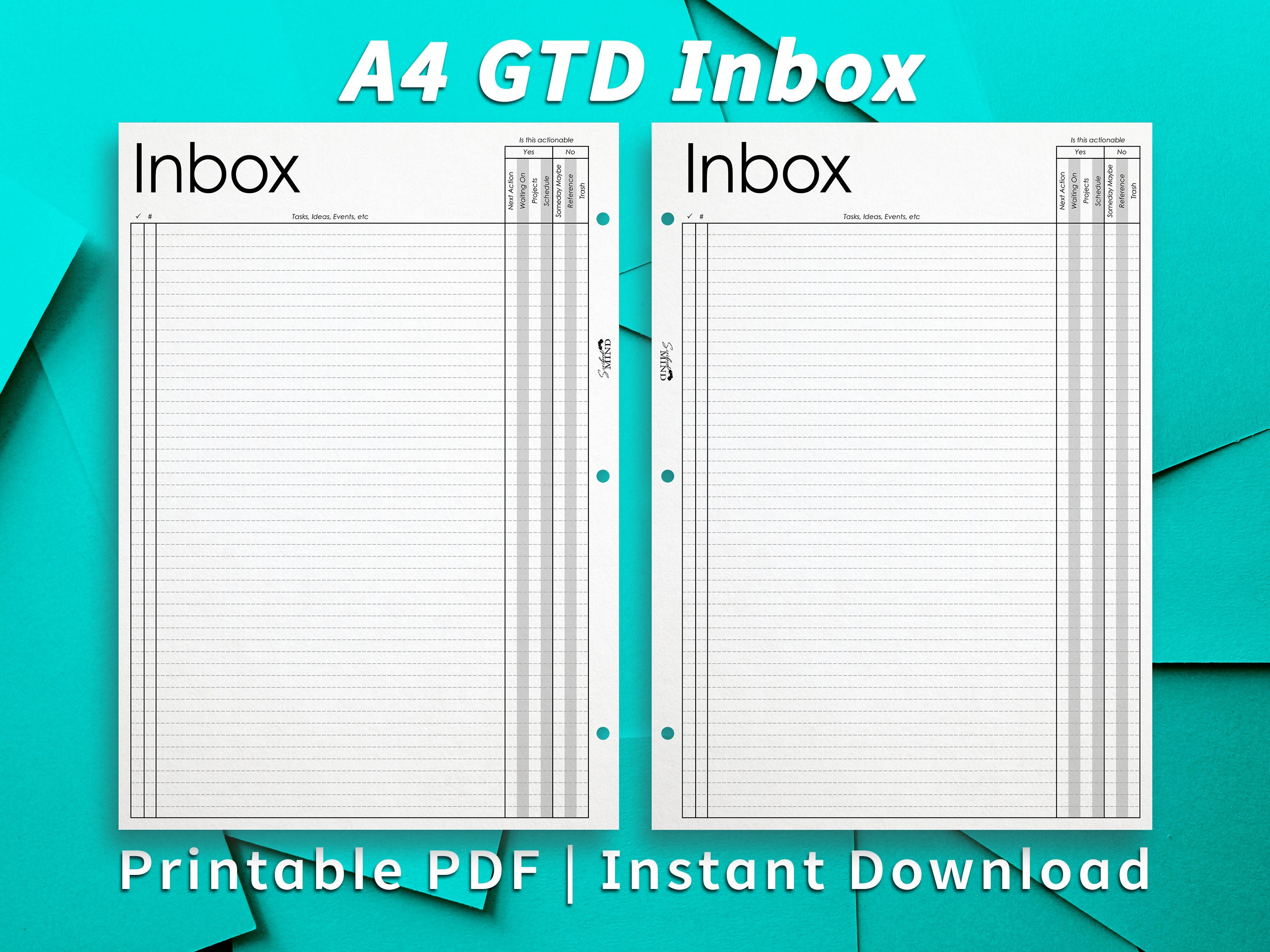 A4 GTD Inbox Printable Planner Insert PDF File - Etsy