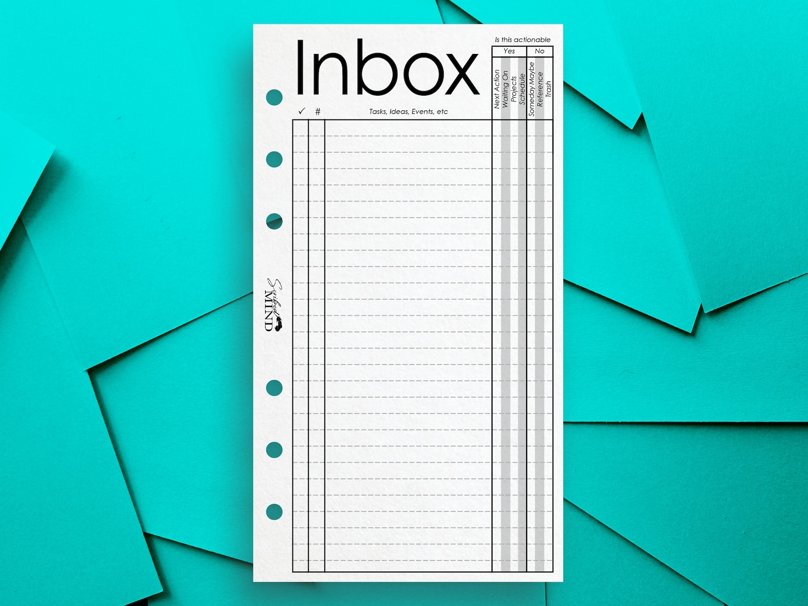 Personal GTD Inbox Printable Planner Insert PDF File - Etsy