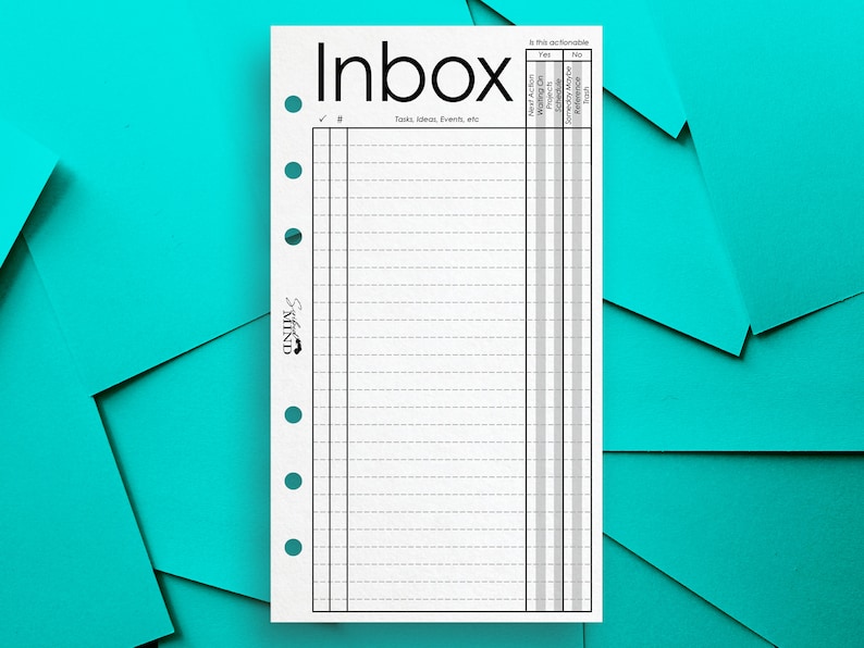 Personal GTD Inbox Printable Planner Insert PDF File - Etsy