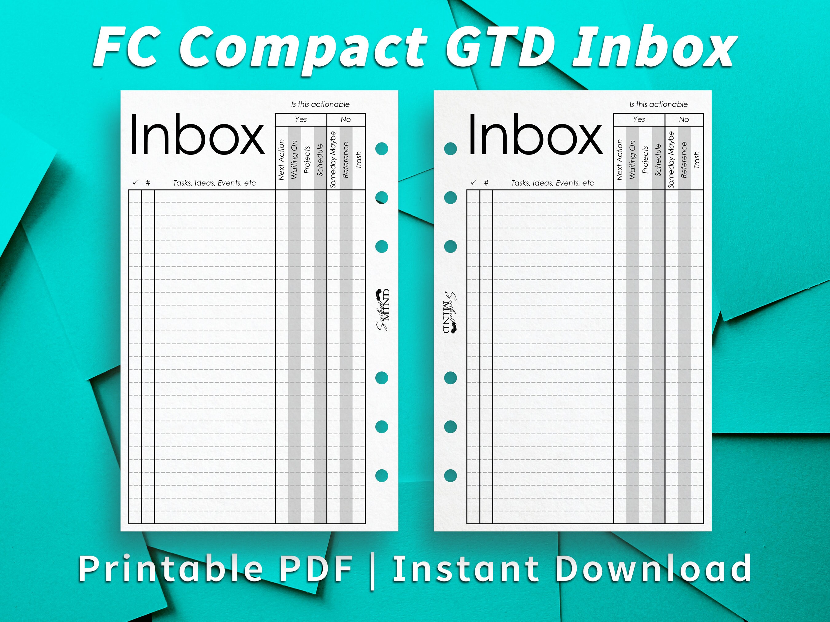 FC Compact GTD Inbox Printable Planner Insert PDF File - Etsy