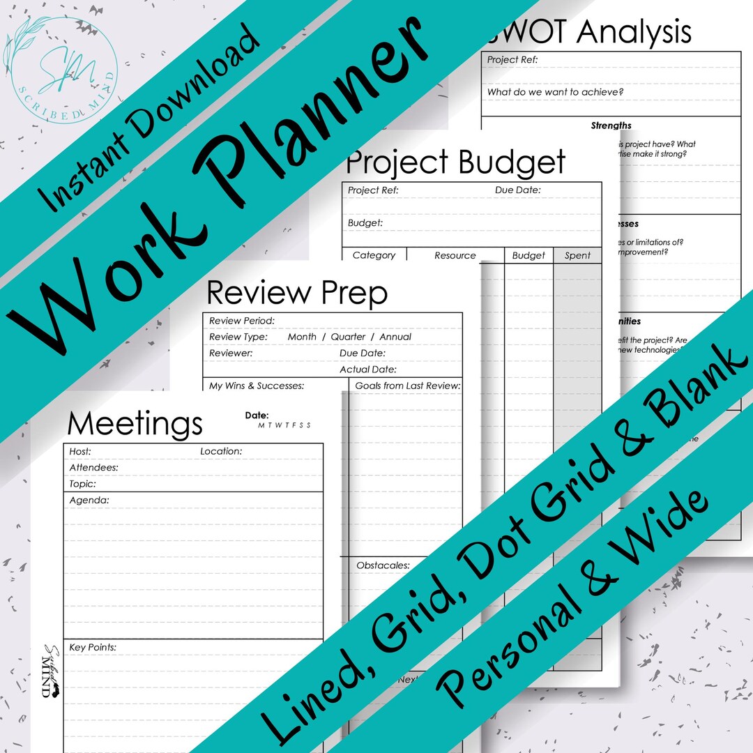Filofax Personal Work Planner Printable Bundle: Task Management Pdfs - Etsy