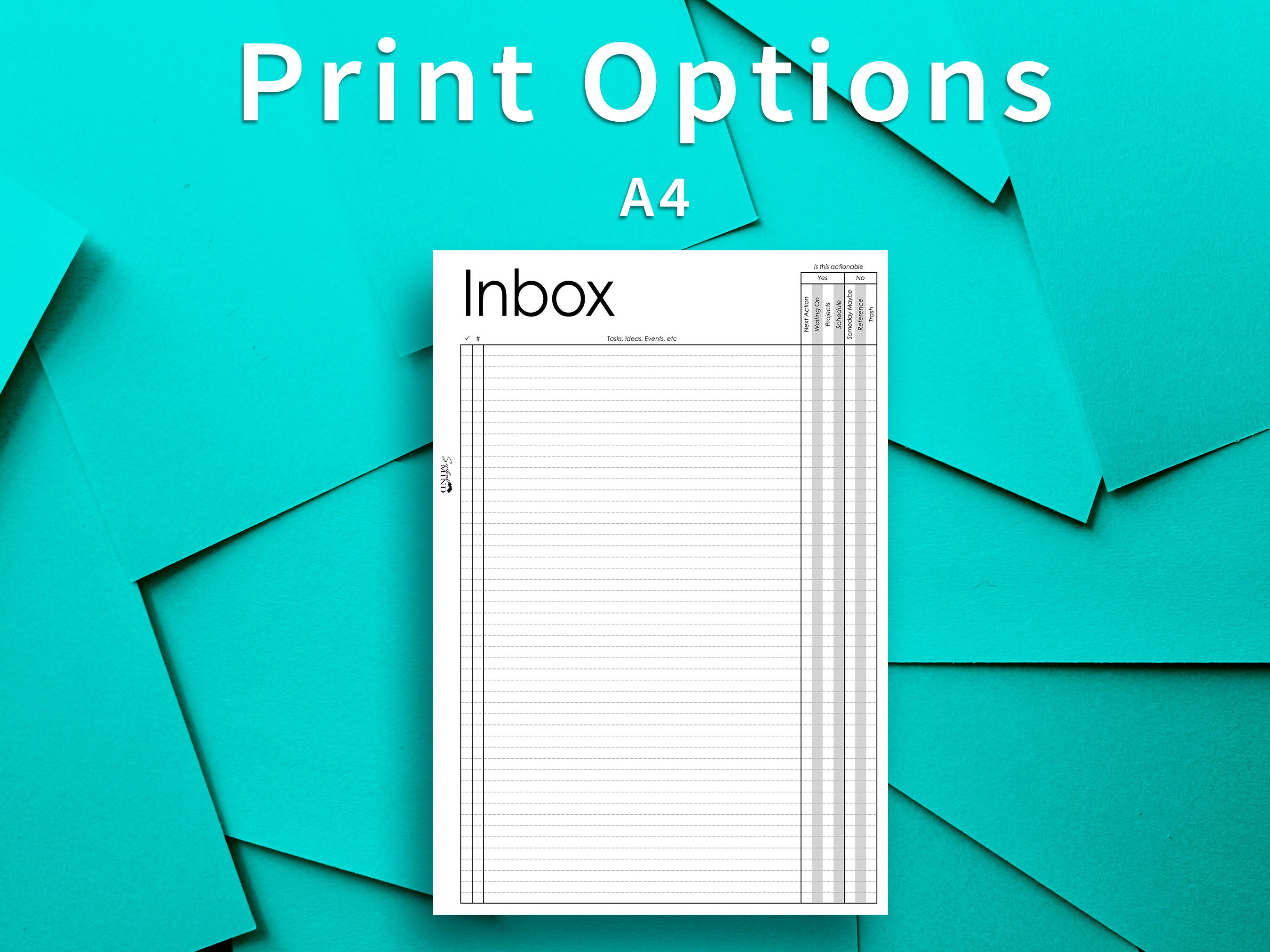 A4 GTD Inbox Printable Planner Insert PDF File - Etsy