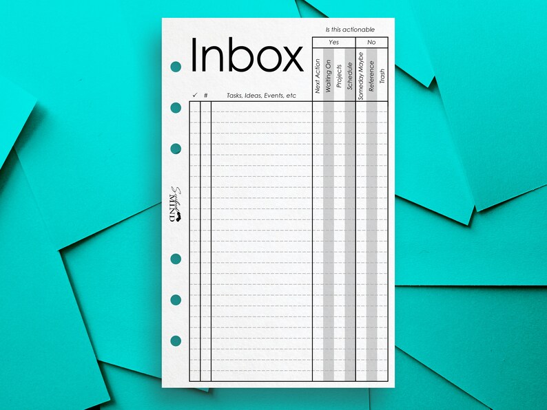 FC Compact GTD Inbox Printable Planner Insert PDF File - Etsy