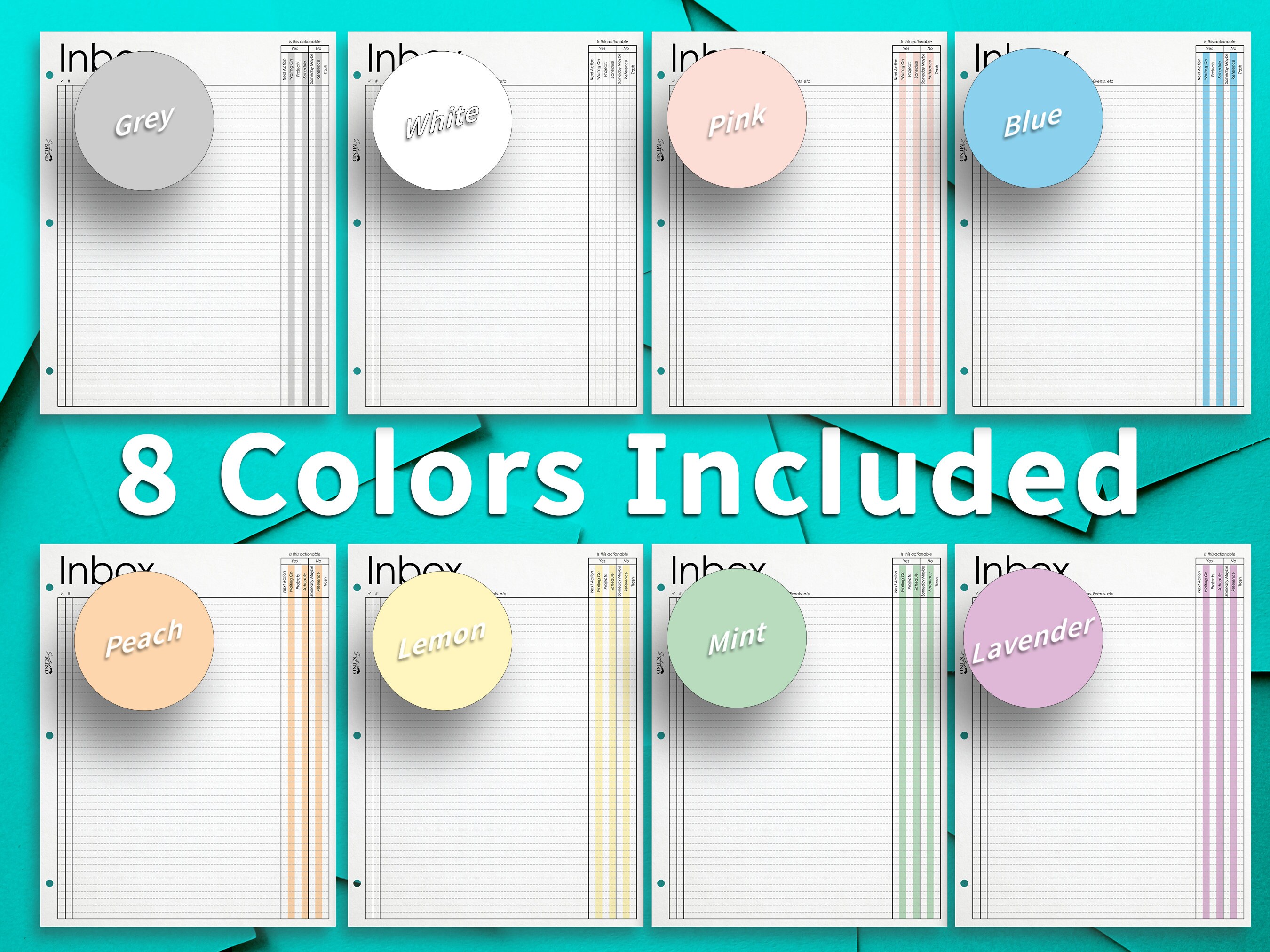 Letter GTD Inbox Printable Planner Insert PDF File - Etsy