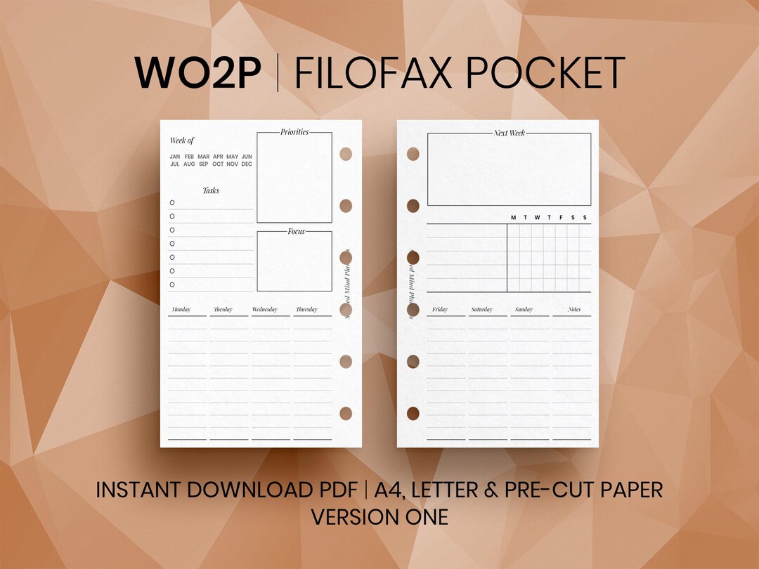 Filofax Pocket Planner Inserts | Week on Two Pages (digital Download ...