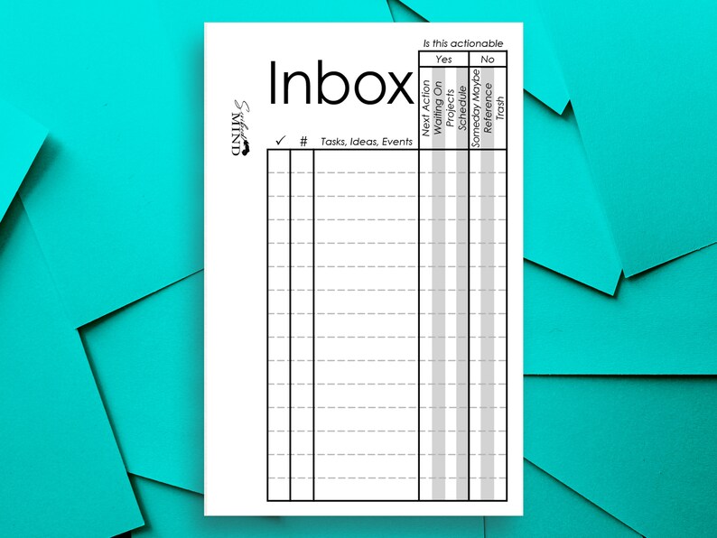 Mini GTD Inbox Printable Planner Insert PDF File - Etsy