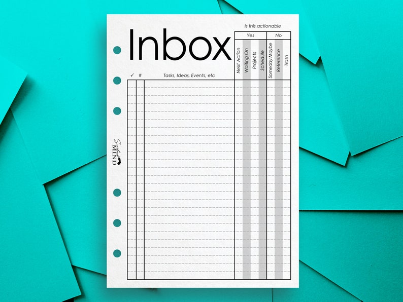 Personal Wide GTD Inbox Printable Planner Insert PDF File - Etsy