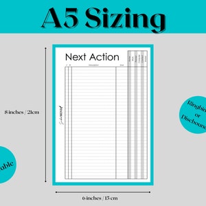 A5 GTD Next Action Printable Planner Insert PDF File - Etsy