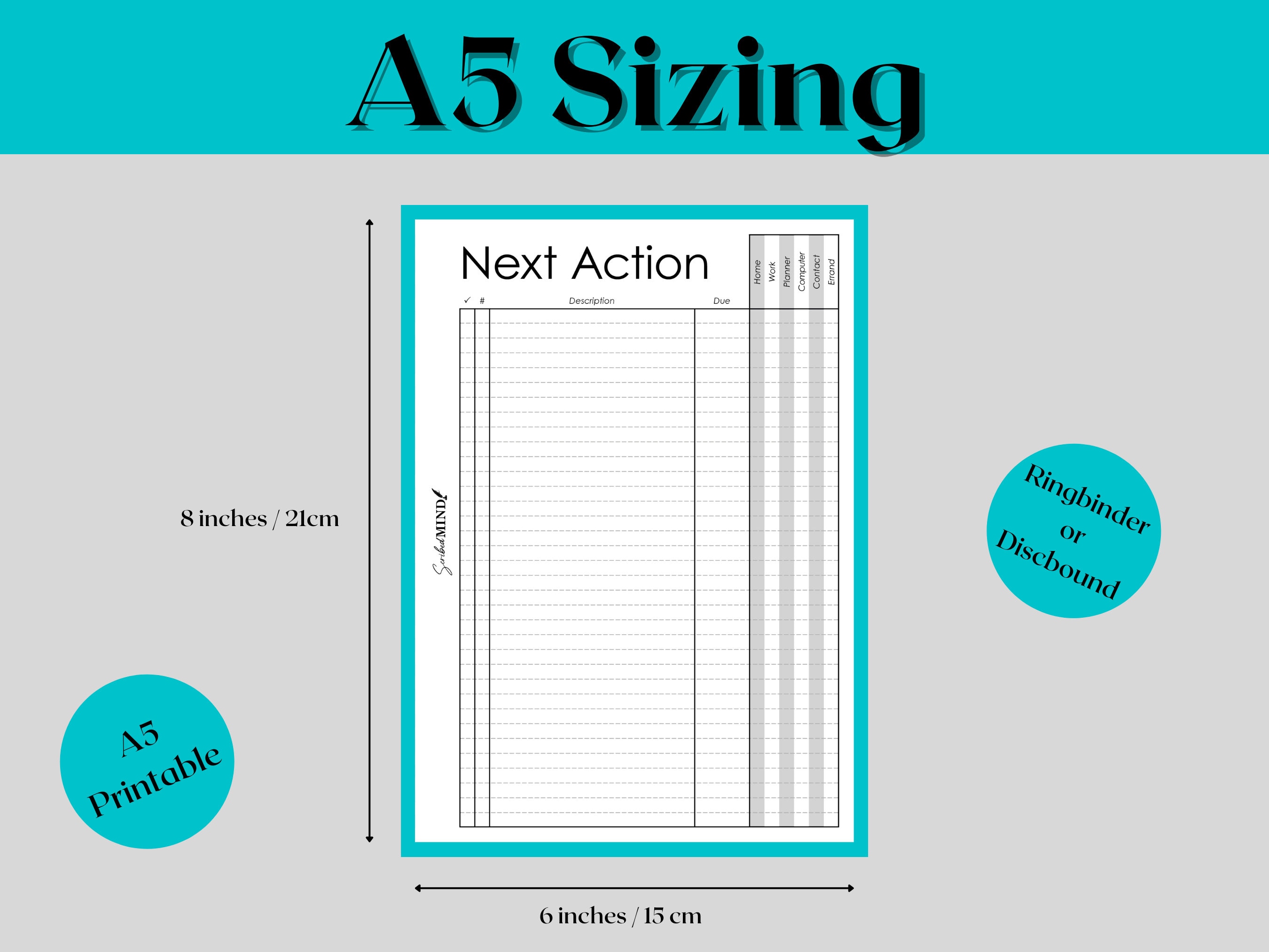 A5 GTD Next Action Printable Planner Insert PDF File - Etsy