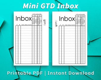 Half Letter PRINTABLE GTD Inbox Planner Insert PDF File - Etsy