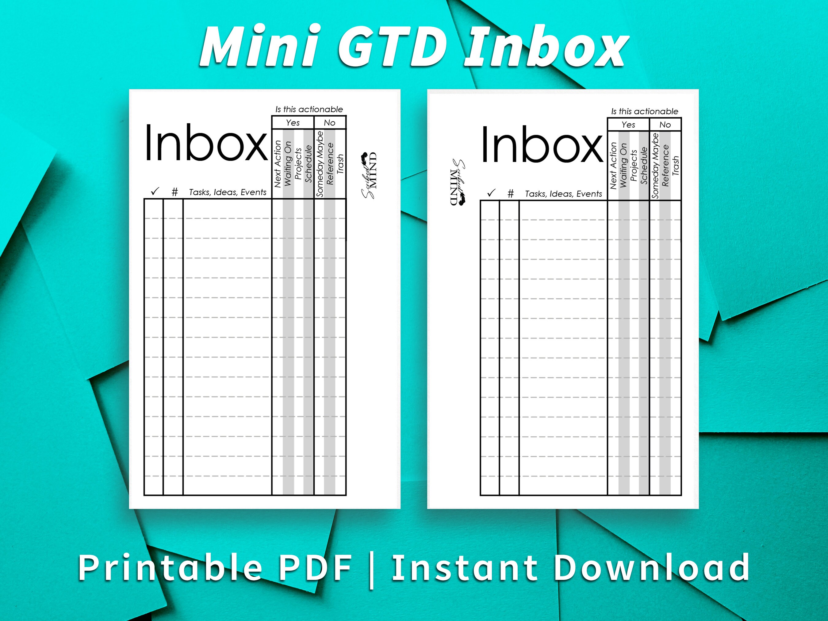 Mini GTD Inbox Printable Planner Insert PDF File - Etsy