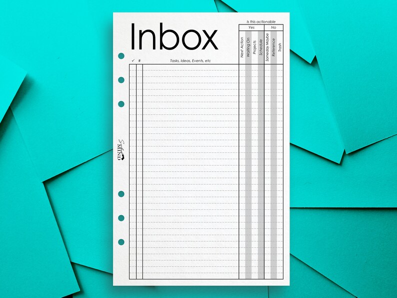 Half Letter PRINTABLE GTD Inbox Planner Insert PDF File - Etsy
