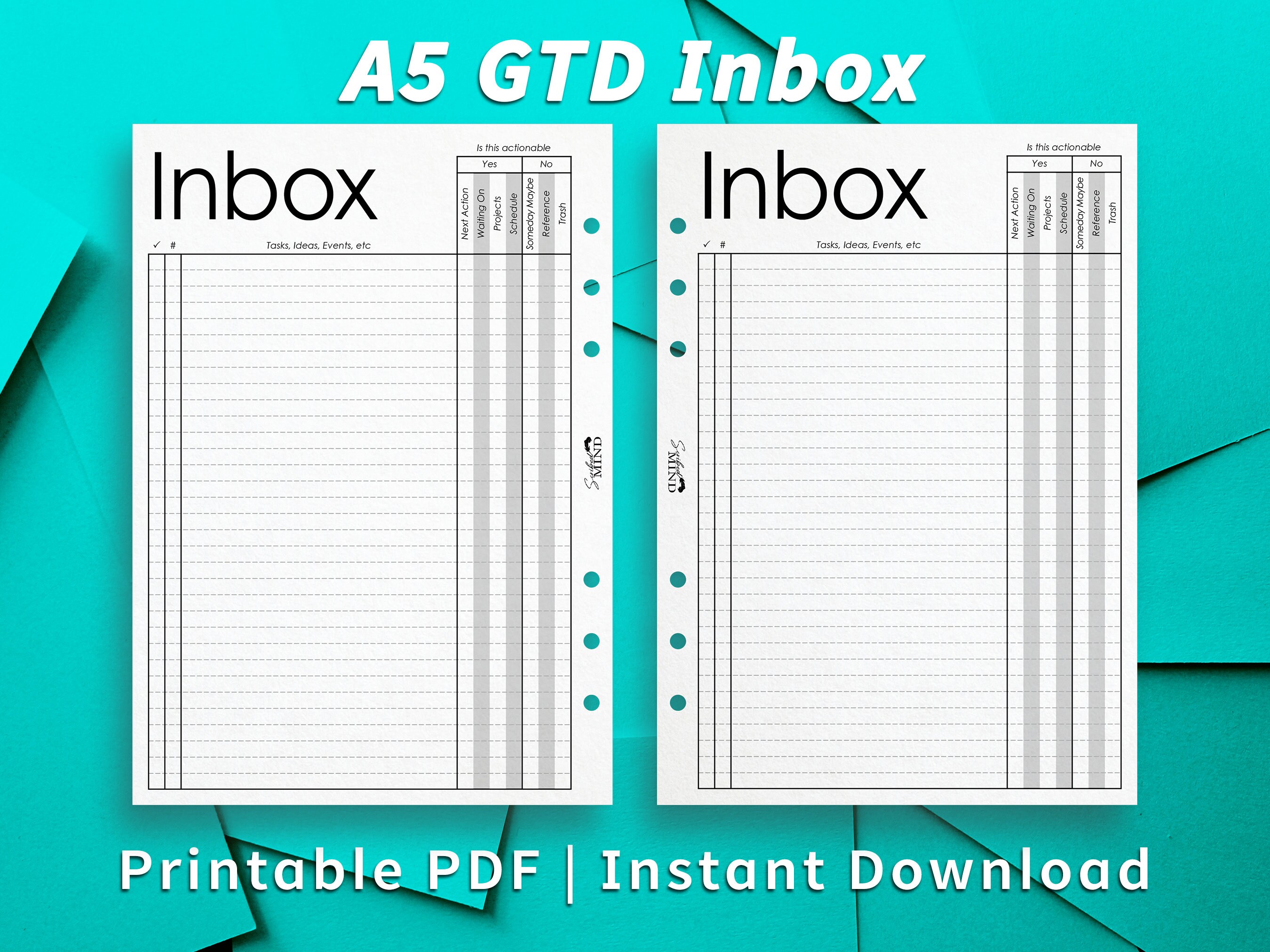 A5 GTD Inbox Printable Planner Einfügen PDF-Datei - Etsy.de