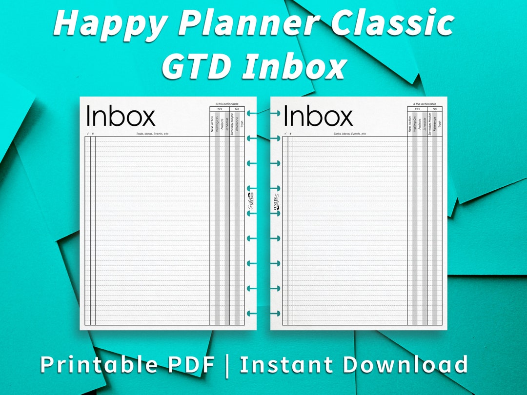 Happy Planner Classic PRINTABLE GTD Inbox Planner Insert PDF File - Etsy