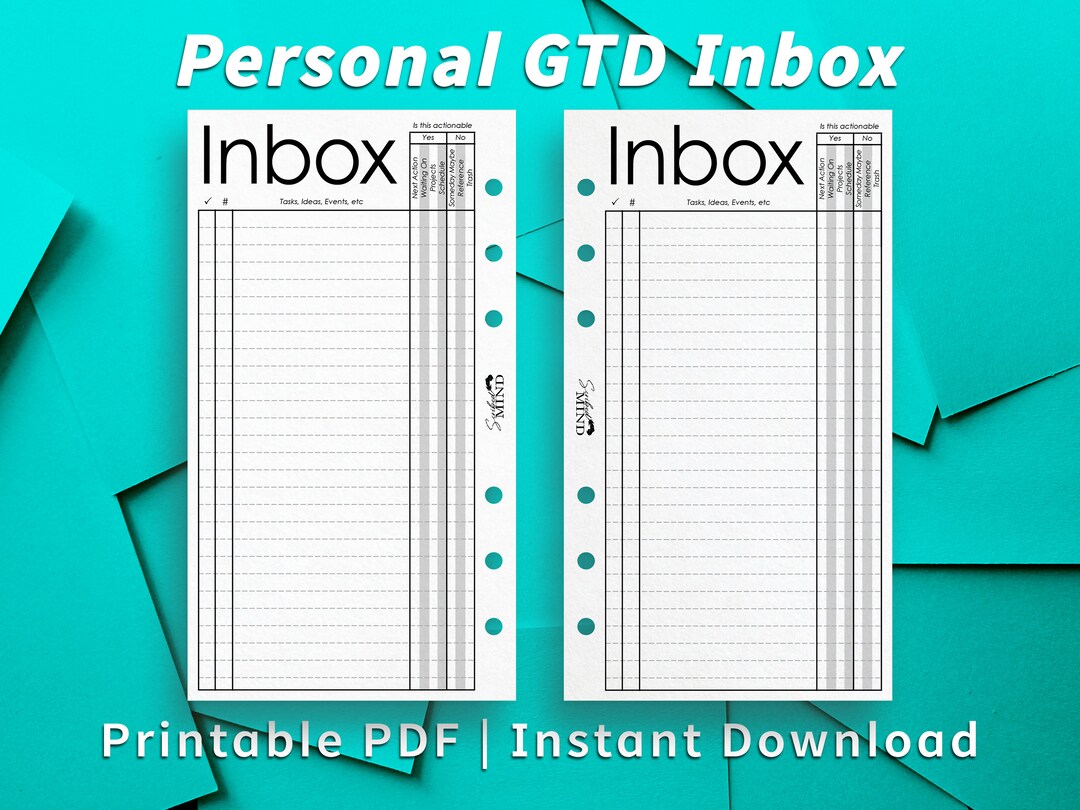 Personal GTD Inbox Printable Planner Insert PDF File - Etsy