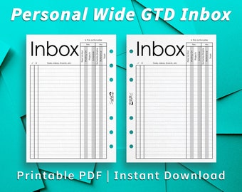 Pocket GTD Inbox Printable Planner Insert PDF File - Etsy