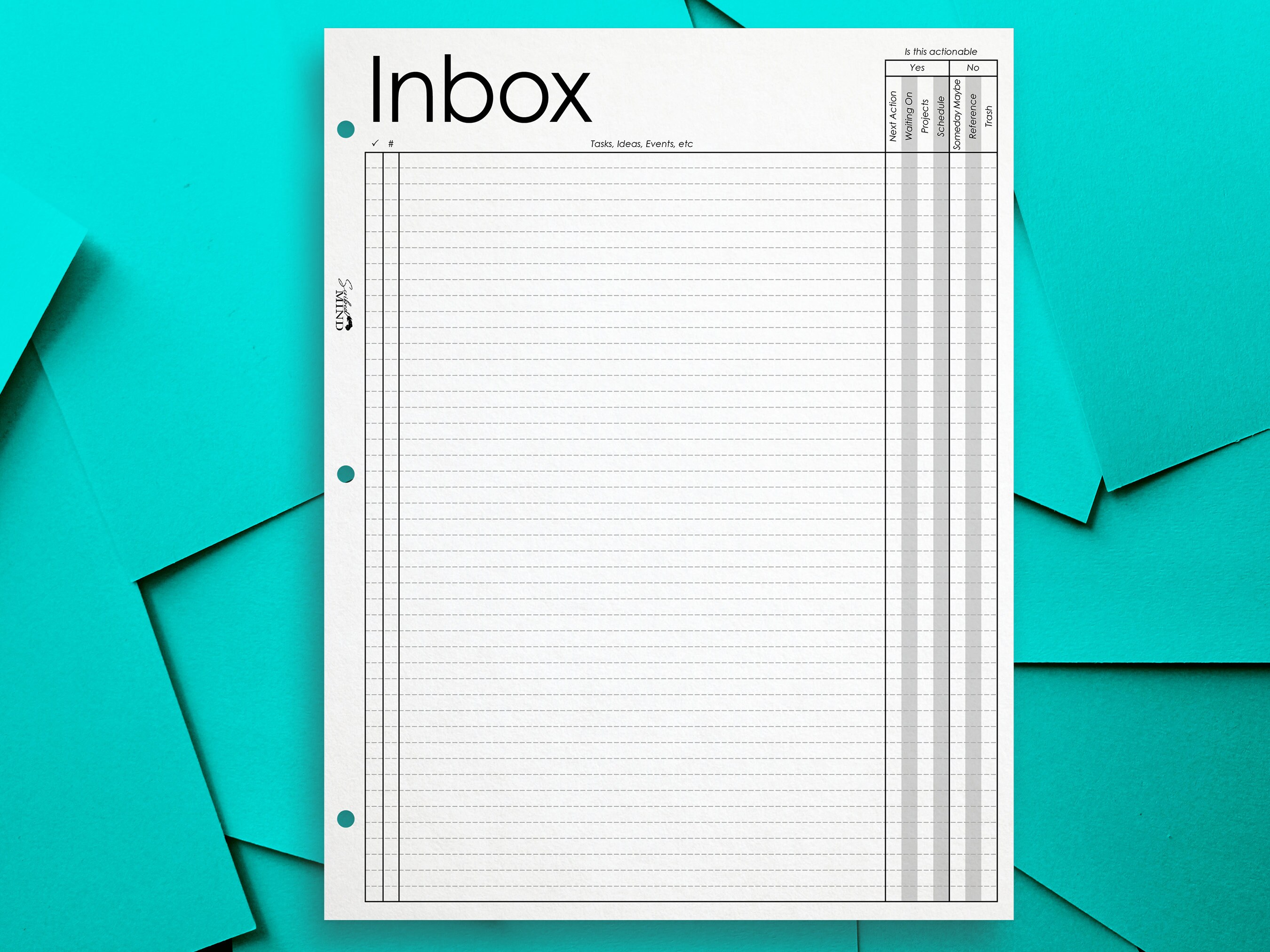 Letter GTD Inbox Printable Planner Insert PDF File - Etsy