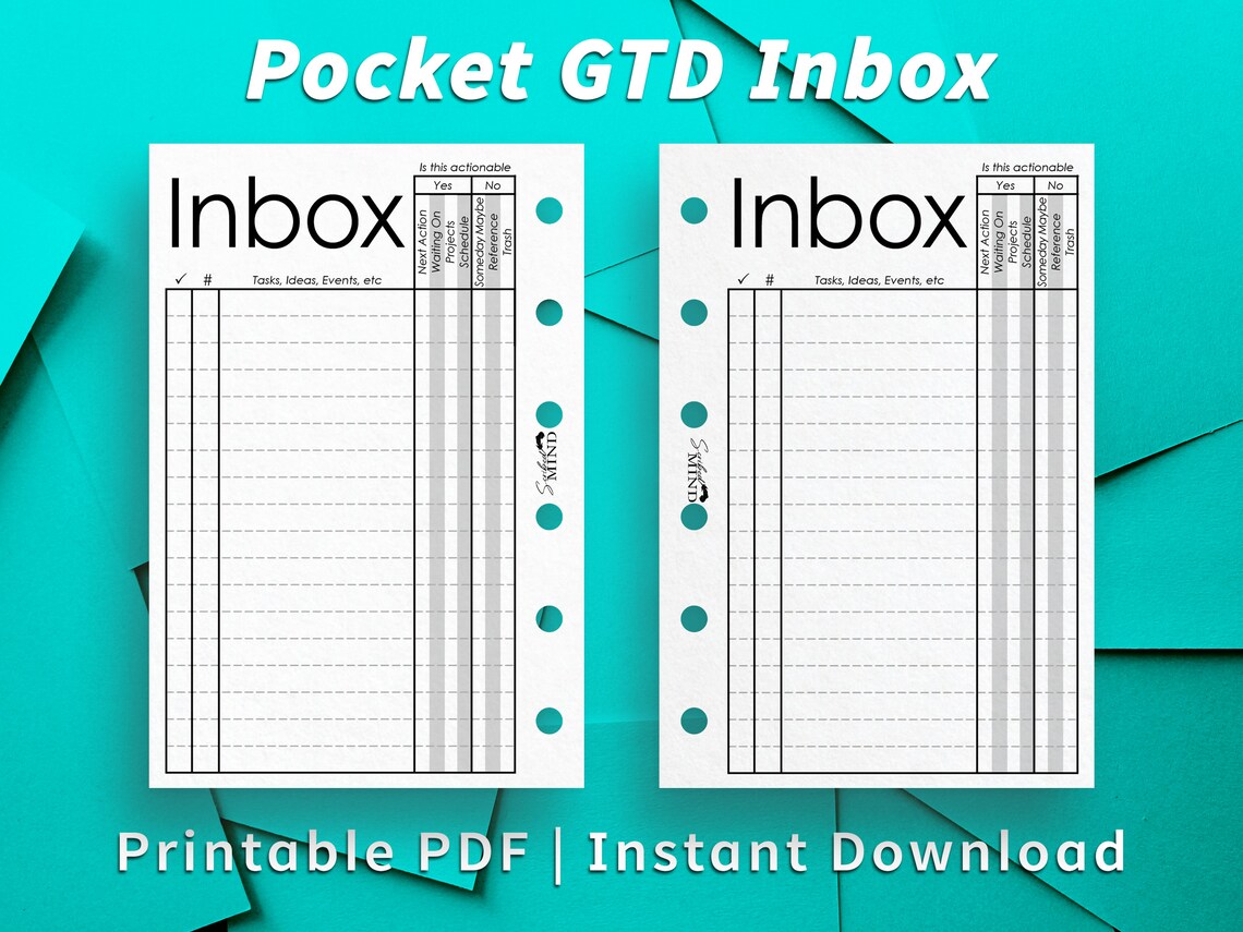 Pocket GTD Inbox Printable Planner Insert PDF File - Etsy