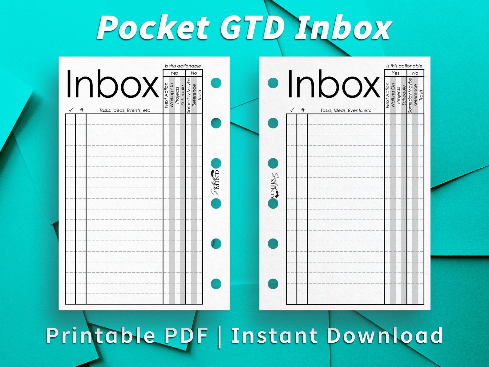 Pocket GTD Inbox Printable Planner Insert PDF File - Etsy