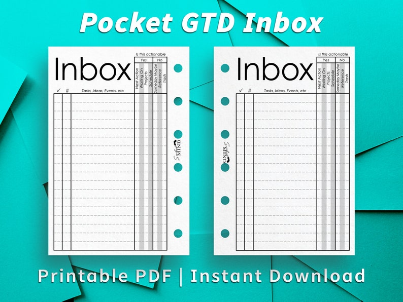 Pocket GTD Inbox Printable Planner Insert PDF File - Etsy