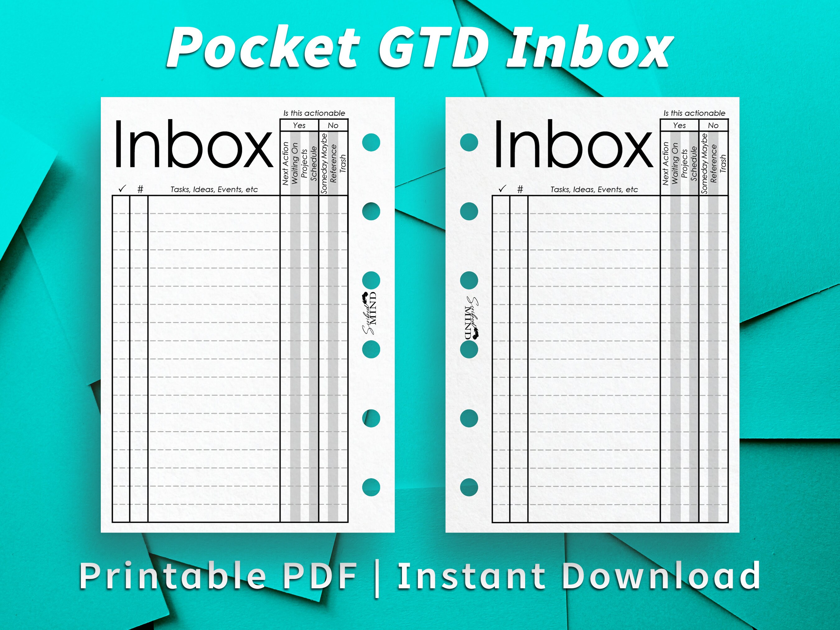 Pocket GTD Inbox Printable Planner Insert PDF File - Etsy
