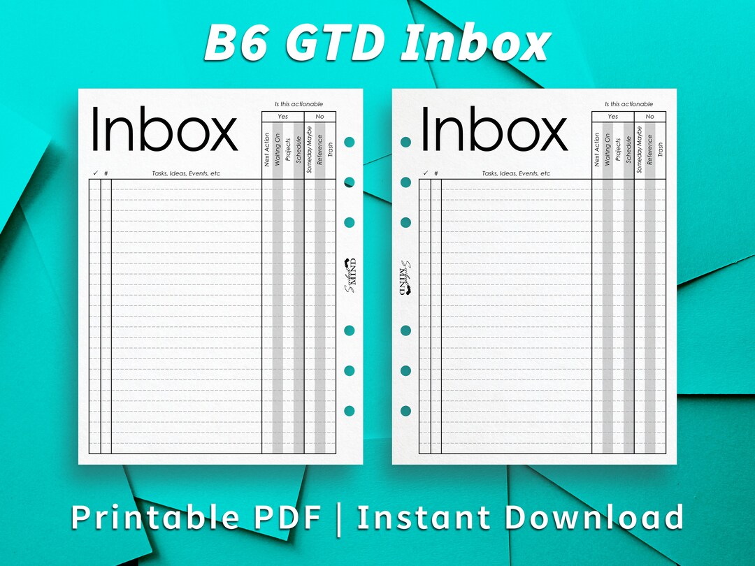 B6 PRINTABLE GTD Inbox Planner Insert PDF File - Etsy