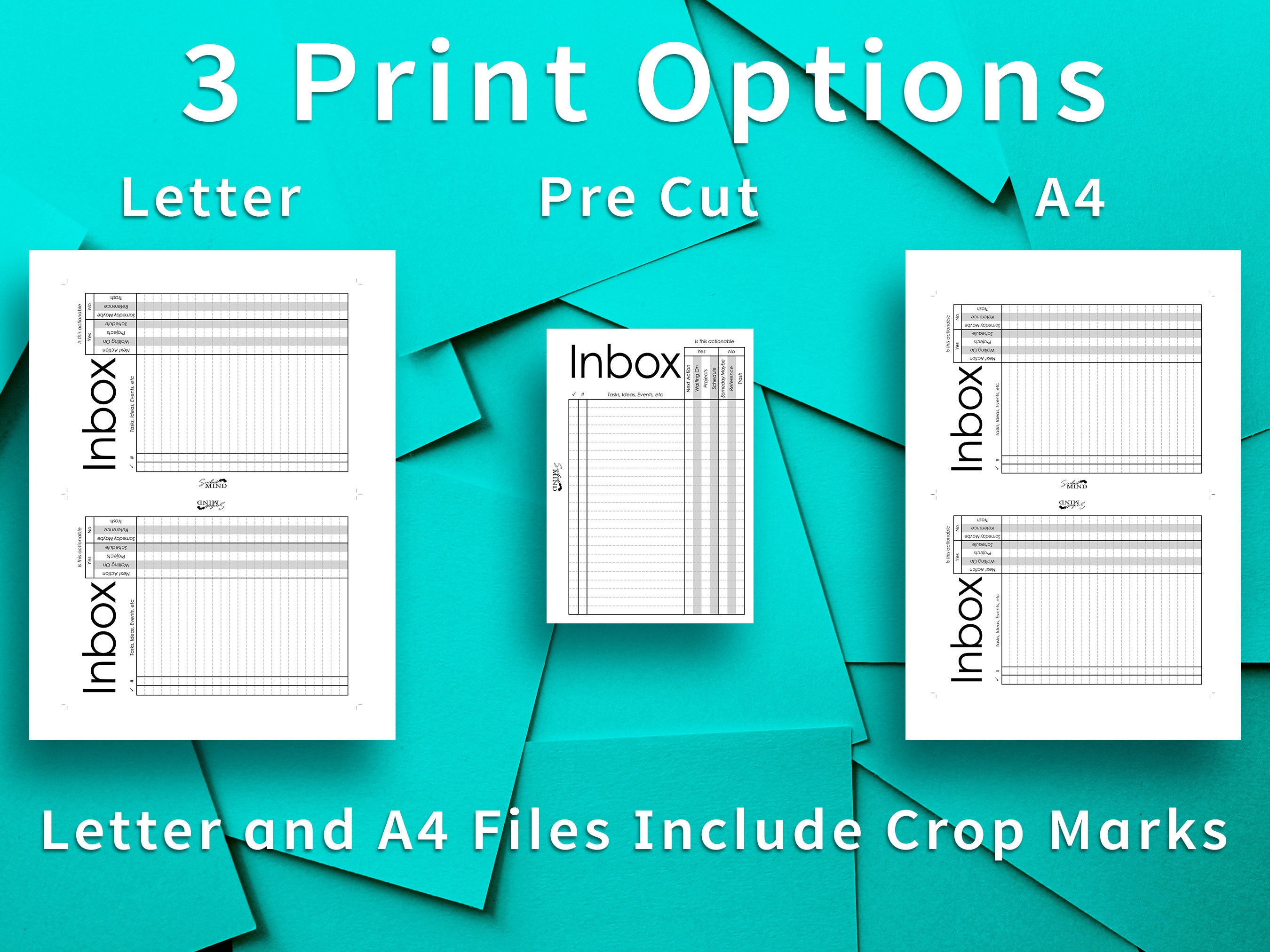 Personal Wide GTD Inbox Printable Planner Insert PDF File - Etsy