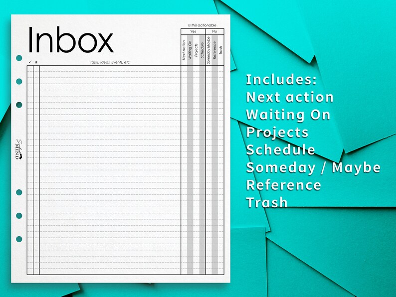 A5 Wide PRINTABLE GTD Inbox Planner Insert PDF File - Etsy