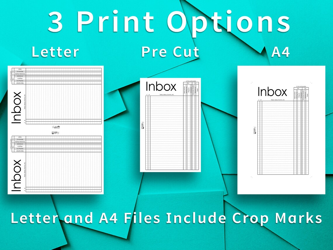 Half Letter PRINTABLE GTD Inbox Planner Insert PDF File - Etsy